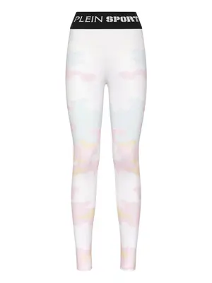 PLEIN SPORT Camouflage-print Leggings - White