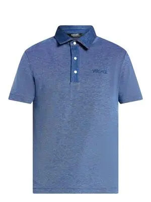 Versace Logo-embroidered Cotton Polo Shirt - Blue