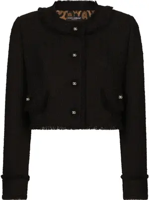 Dolce & Gabbana Cropped Tweed Jacket - Black