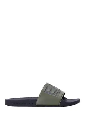 EA7 Logo-embossed Slides - Green