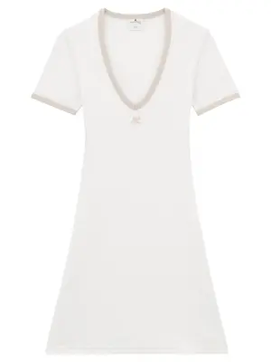 COURREGES Logo-patch Mini Dress - White