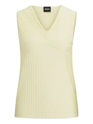 BOSS Plissé V-neck Top - Neutrals