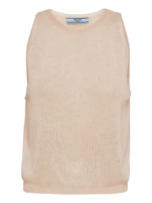 Prada Semi-sheer Cashmere Tank Top - Neutrals