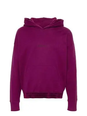 Saint Laurent Logo-embroidered Cotton Hoodie - Purple