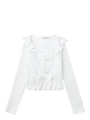 B+AB Ruffled Top And Cardigan Set - White