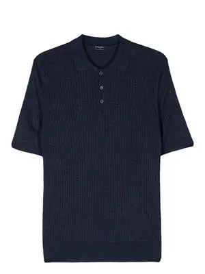 BARBA NAPOLI Ribbed-knit Polo Shirt - Blue