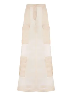 Moschino Silk Organza Wide-leg Trousers - Neutrals