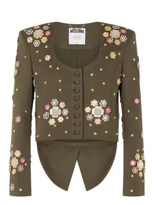 Moschino Floral-appliqué Cropped Jacket - Green