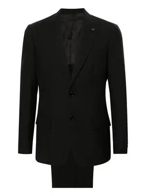 LARDINI Pinstriped Single-breasted Suit - Black