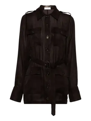 Saint Laurent Saharienne Mini Dress - Brown