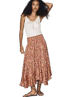 Anthropologie Winslow Handkerchief Hem Midi Skirt - Raspberry