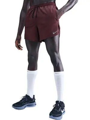 Nike Dri-fit Stride 2-in-1 Running Shorts - Burgundy Crush/silver