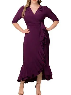 KIYONNA Veronica Ruffled High-low Gown - Plum