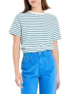 English Factory English Factory Striped Cotton Jersey Short Sleeve T-Shirt Blue
