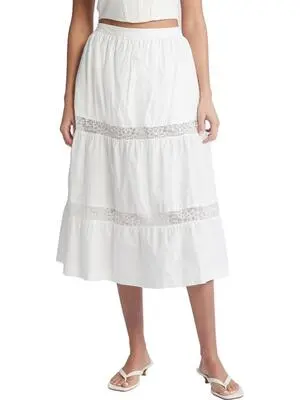MISTRESS ROCKS Lace Trim Tiered Skirt - White