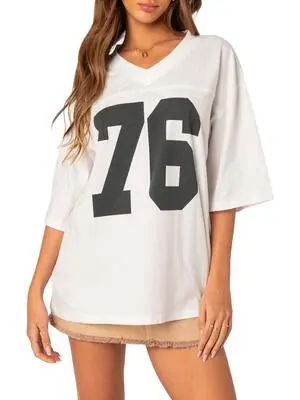 EDIKTED 76 Oversized Graphic T-shirt - White