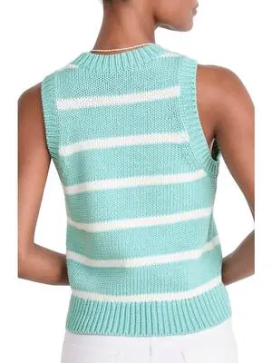 Vineyard Vines Vineyard Vines Cotton-Blend Sleeveless Sweater Hana Stripe Green