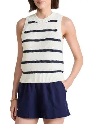 Vineyard Vines Cotton-blend Sleeveless Sweater - Hana Stripe Marsh