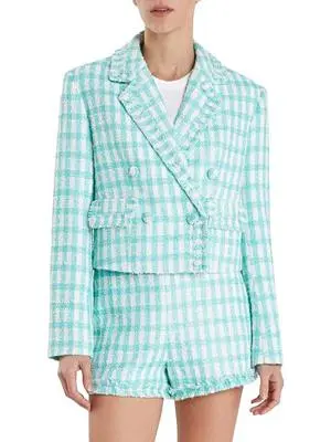 English Factory Check Bouclé Blazer - Mint