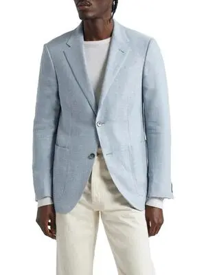 Zegna Fairway Crossover Linen Blend Sport Coat - Light Blue
