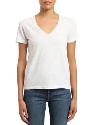 MAVI V-neck Cotton Slub T-shirt - White