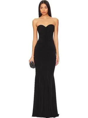 Norma Kamali Strapless Shirred Front Fishtail Gown - Black
