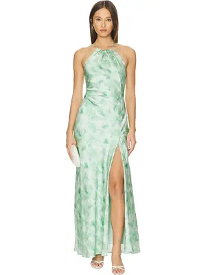Astr The Label Elynor Dress - Green Abstract