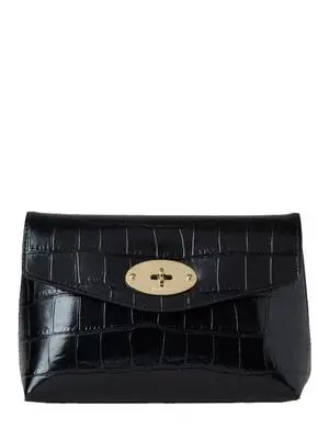 Mulberry Darley Croc Embossed Leather Cosmetics Pouch - Black