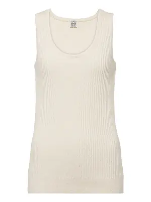 TOTEME Ribbed-knit Cotton-blend Tank Top - White