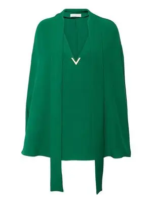 Valentino Garavani Caped Tie-neck Blouse - Green