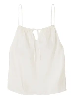 Skin Tali Tie-detailed Crinkled Silk-habotai Camisole - Off-white
