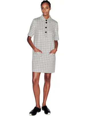 ROSETTA GETTY Rosetta Getty Windowpane Interlock Jacquard Polo Mini Dress