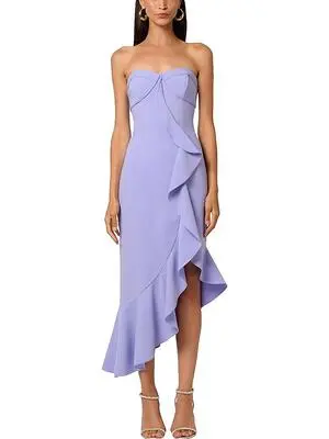 LIV FOSTER Asymmetric Ruffle Crepe Dress - Lilac Sky