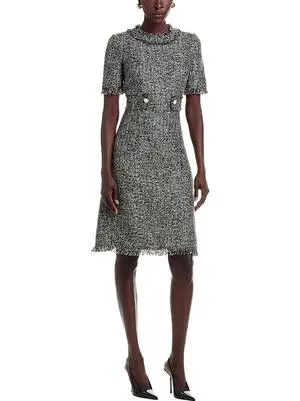 Rickie Freeman For Teri Jon Boucle Tweed Dress - Black White