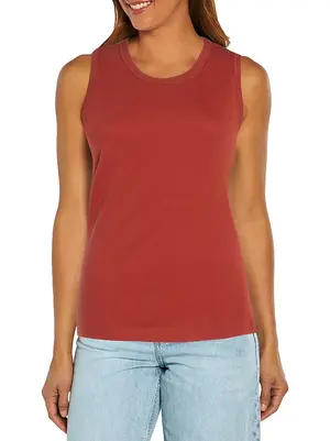 Three Dots Cotton Crewneck Tank Chili Oil