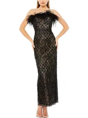 Mac Duggal Embellished Strapless Column Dress - Black Nude