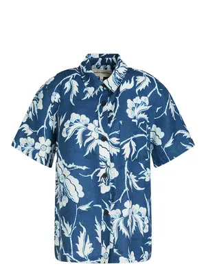 Mara Hoffman Otto Floral Hemp Shirt - Navy