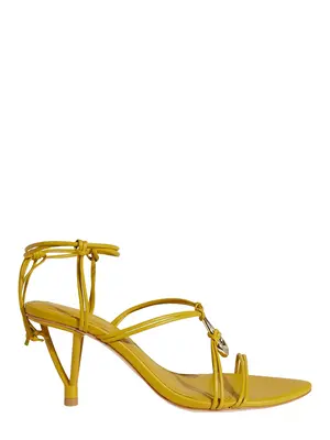 Aje Aje. Leda Embellished Leather Sandals Mustard