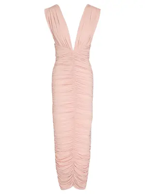 Alex Perry Ruched Stretch-jersey Midi Dress - Blush