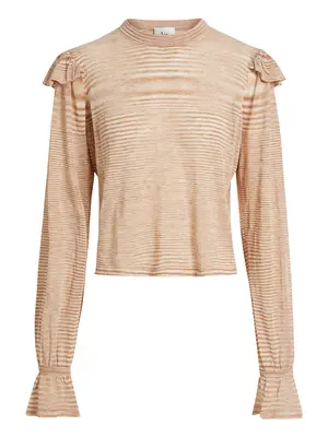 Aje Lily Ruffled Spacedyed Linenblend Top - Neutral
