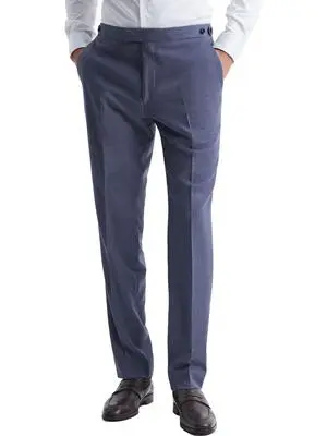 REISS Marquee Slim Fit Wool Blend Trousers - Airforce Blue