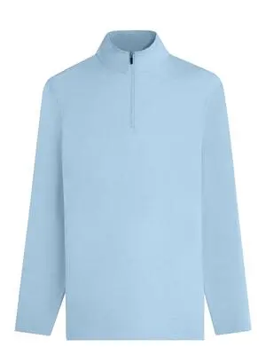 Bugatchi Men's UV50 Performance Quarter-Zip Sweater Sky