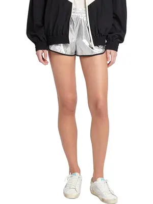Golden Goose Diana Metallic Logo Shorts - Silverblack
