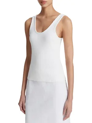 Vince Vince. Scoop-Neck Rib Tank Top Optic White