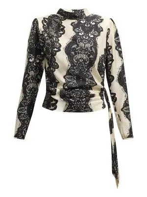 Libertine Venetian Lace Side-tie Blouse - Ivobk