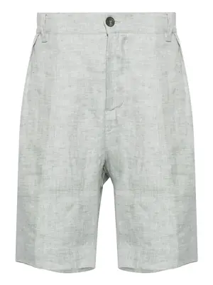 Sease Herringbone Linen Bermuda Shorts - Green