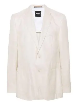 BOSS Notched-lapels Single-breasted Blazer - Neutrals