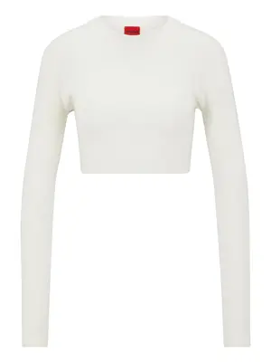 Hugo Ribbed-knit Cropped Top - White