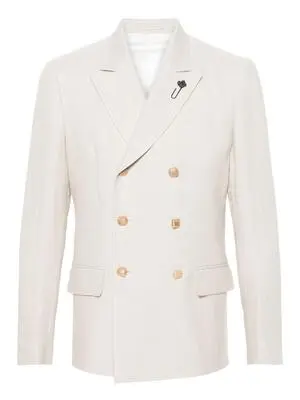 LARDINI Double-breasted Linen Blazer - Neutrals