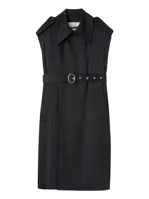 JIL SANDER Sleeveless Belted Trench Coat - Black
